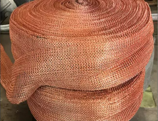 High Strength Copper Knitted Wire Mesh 0.3m-1.2m Wide Alkali Resistance