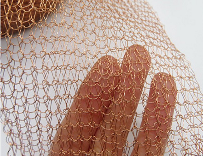High Strength Copper Knitted Wire Mesh 0.3m-1.2m Wide Alkali Resistance